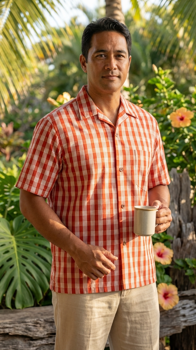 Men's Hawaiian Palaka Plaid Shirt – Paniolo Style 100% Cotton Made in ...