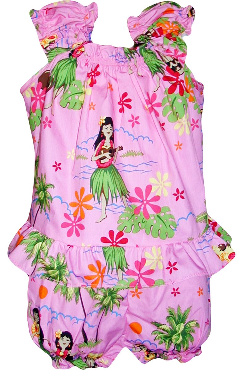 Hula Girl Dance Girl's 2pc Hawaiian Cabana Set – AlohaClothes