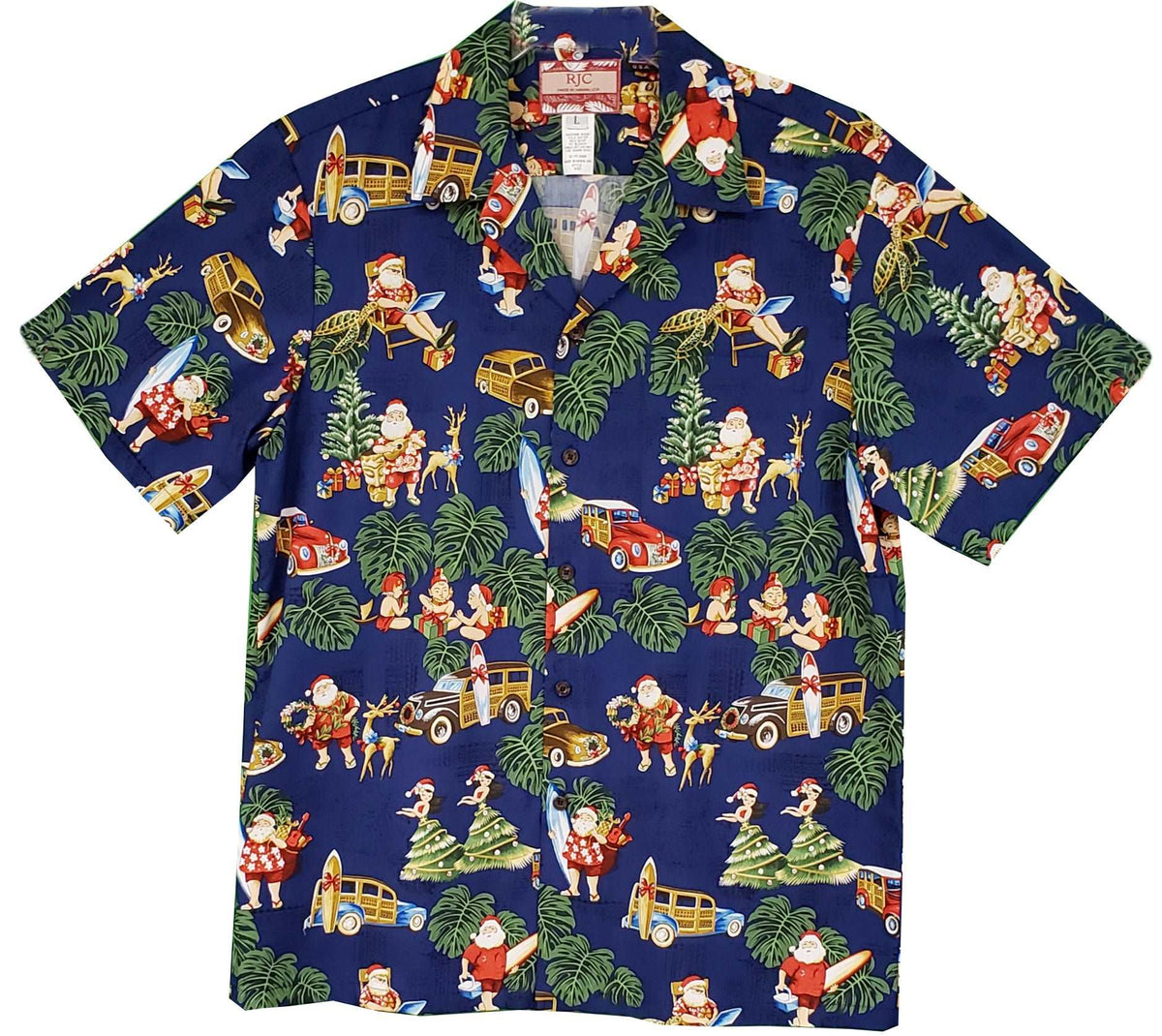 Christmas Woody Surfboard Hula Santa Men's Hawaiian Shirt – AlohaClothes